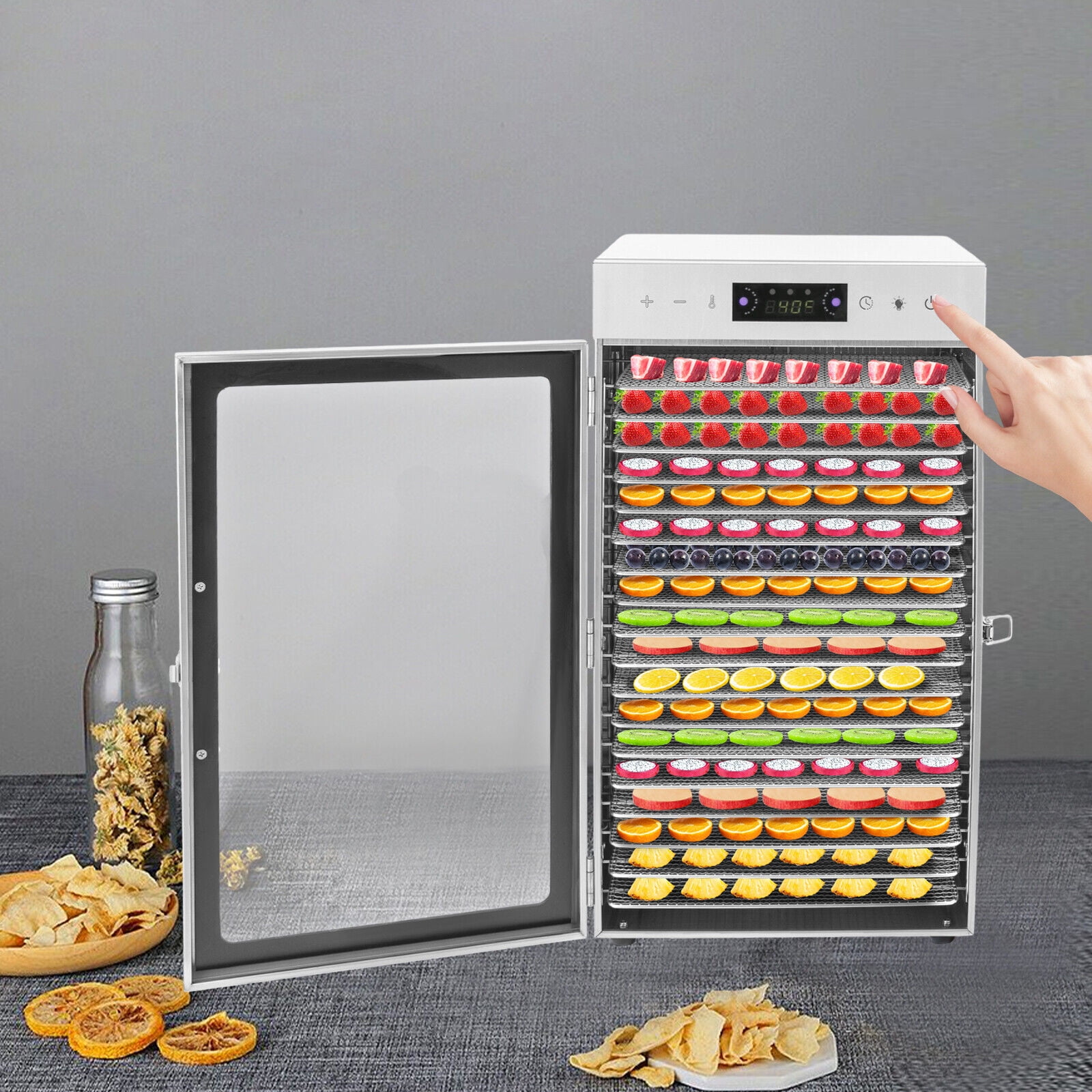 800W Commercial Dehydrator 18 Stainless Steel Trays Fruit Vegetable ...