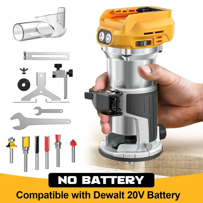 800W Cordless Compact Router for DeWalt 20V Max (Battery Not Included ...