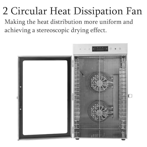 800W Food Dehydrator 18-Tray Stainless Steel Fruit Dryer with LED LIght ...