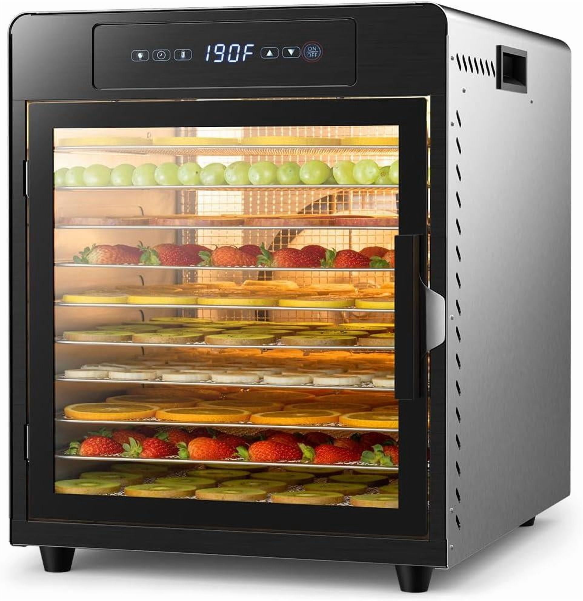 800W Food Dehydrator | Large 10 Stainless Steel Trays | Digital ...