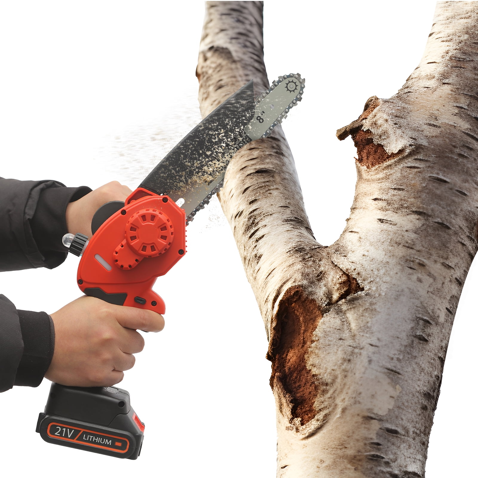800W Mini Chainsaw, 8 inch Handheld Electric Chainsaw, Cordless Mini ...