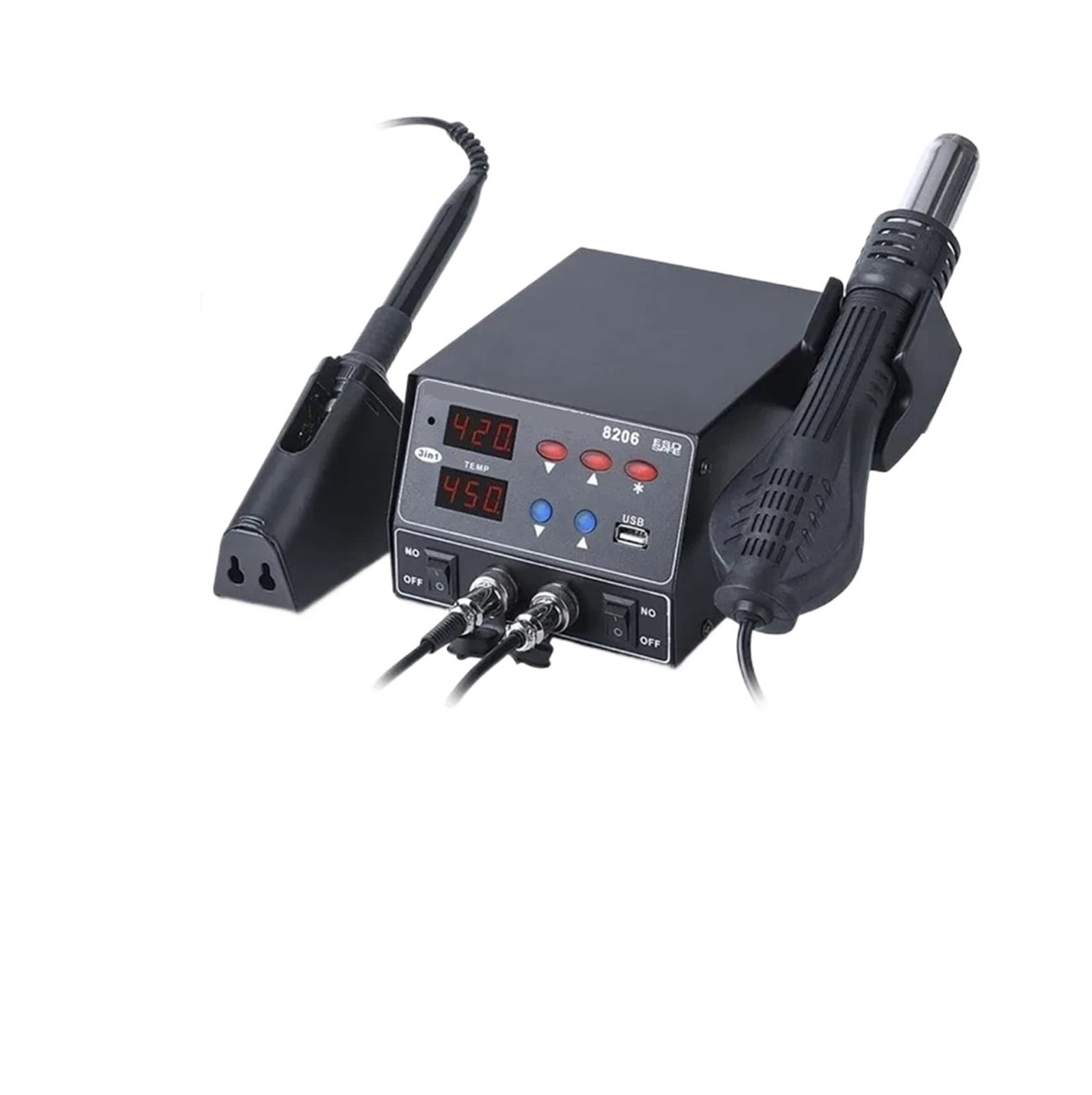 800W SMD Soldering Station Quick Heat 3 In 1 Heat Gun USB Interface LED ...