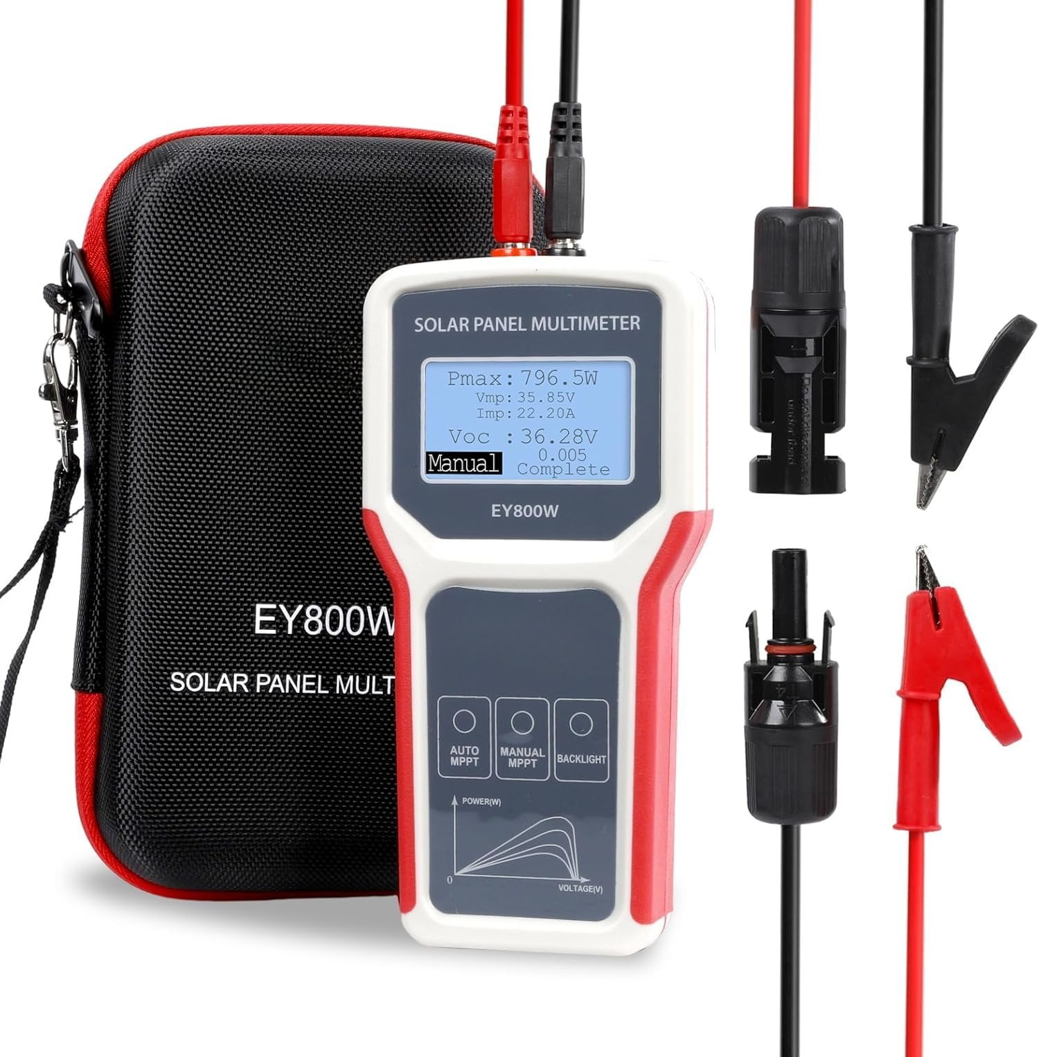 800W Solar Panel Tester, Digital PV Multimeter with MPPT Tracer, 12-60V ...