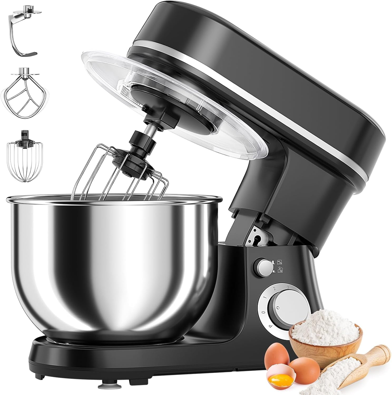 800W Stand Mixer with 5.3QT Bowl 6-Speed with Pulse Electric Kitchen Mixer Food Mixer with Dough ...