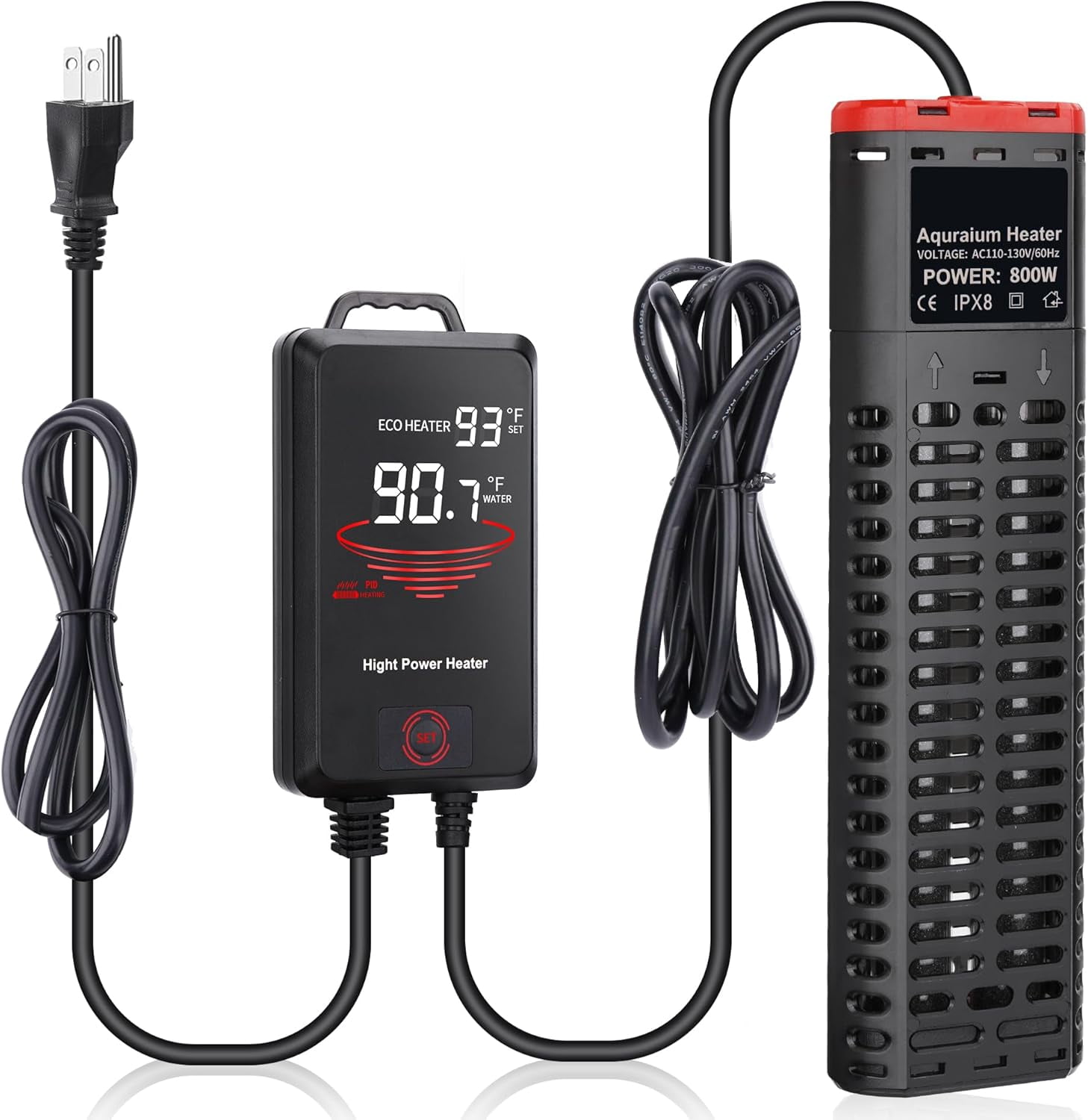 800W Submersible Aquarium Heater with Double Quartz Tubes and LED ...