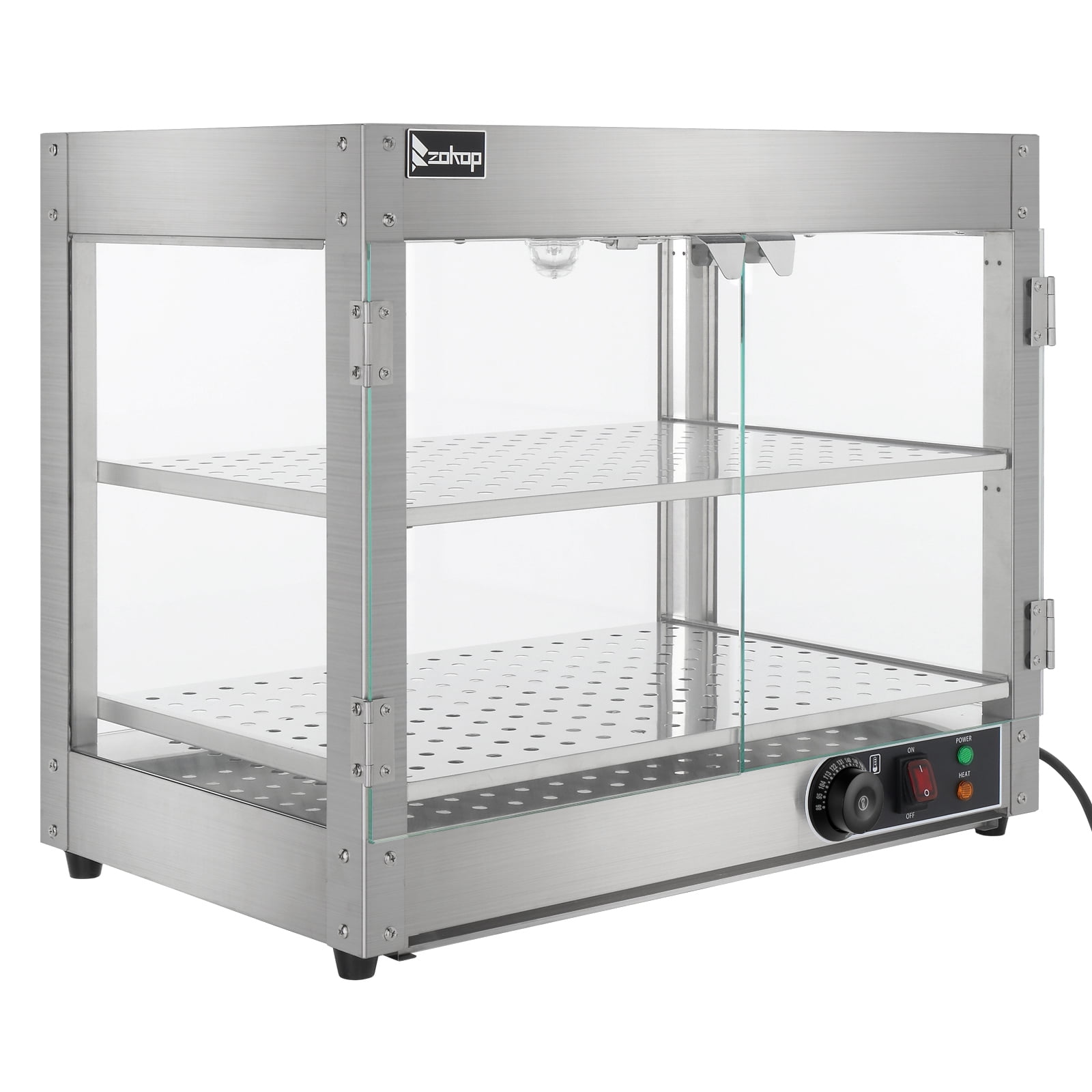 800W Two-Layer Stainless Steel Warming Cabinet with Tempered Glass ...