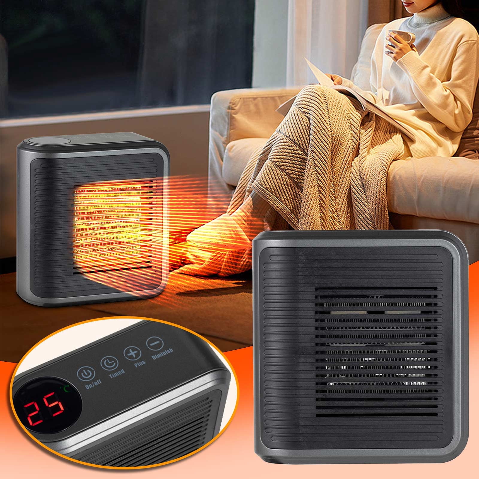 800W Wall-Mounted Space Heater with Adjustable Thermostat & 8H Timer ...