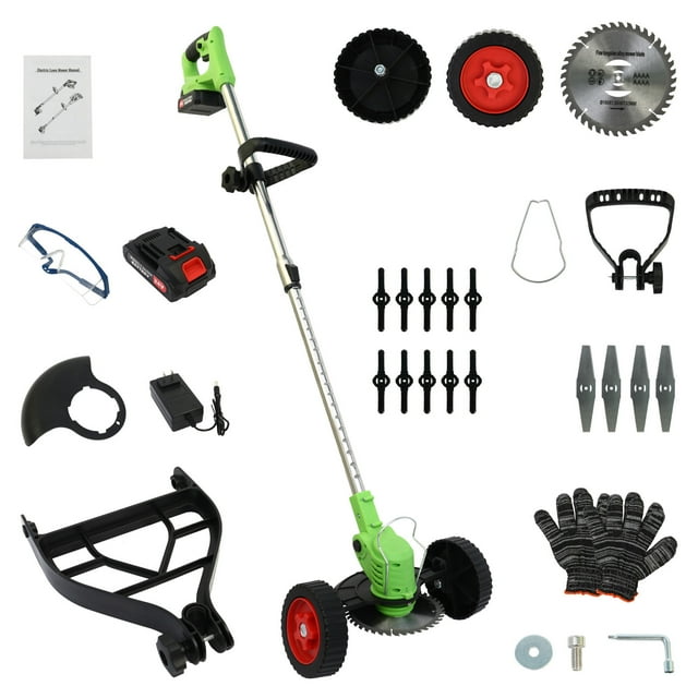 800W Weed Lawn Edger, Battery Weed Eater with Wheels, Weed Wacker ...