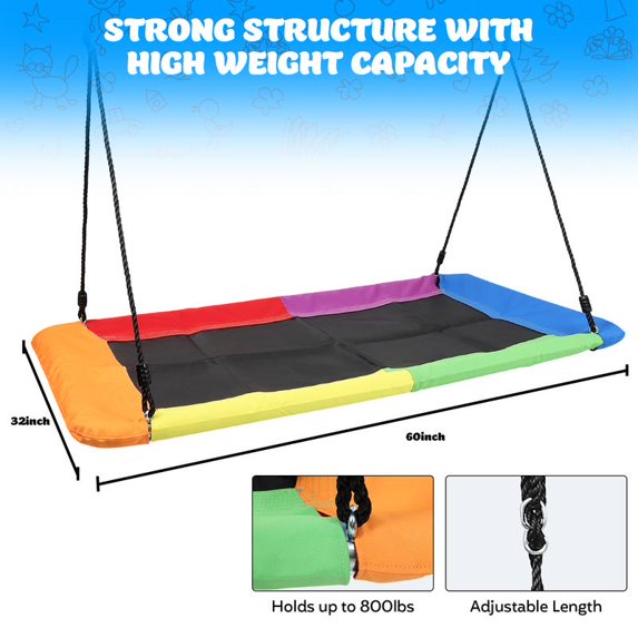 800lb Giant 60" Platform Tree Swing for Kids and Adults with 2 Hanging ...