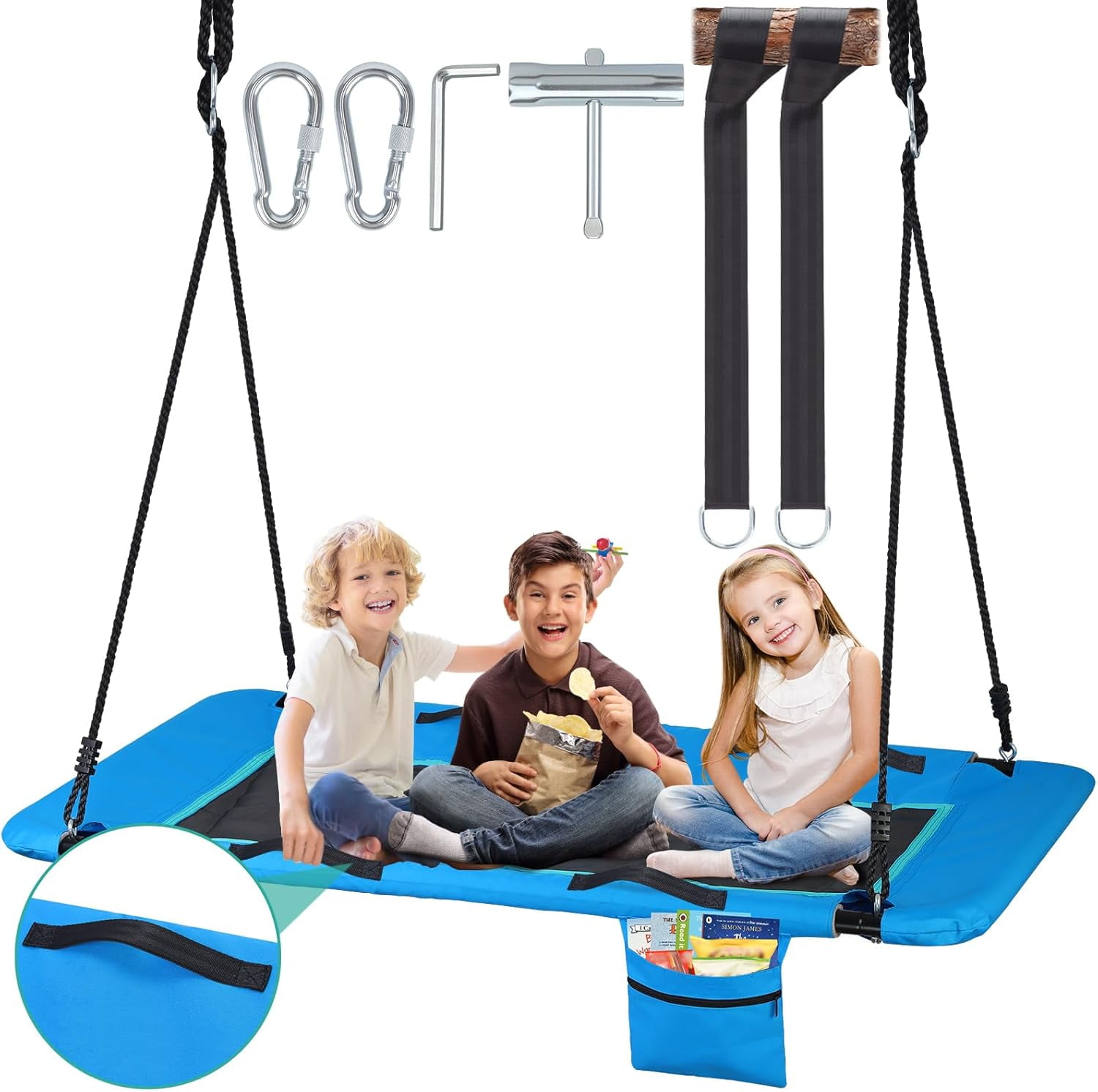 900D Oxford Anti-Sagging 60’’ Platform Tree Swing with Handles & Zipper ...