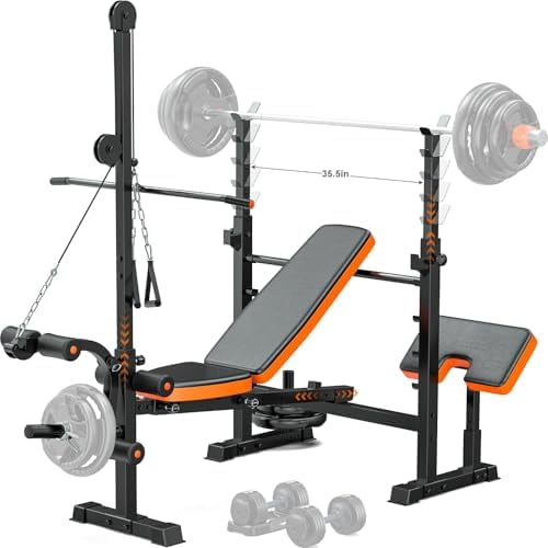 800lbs 8 in 1 Adjustable Olympic Weight Bench Set with Leg Extension ...