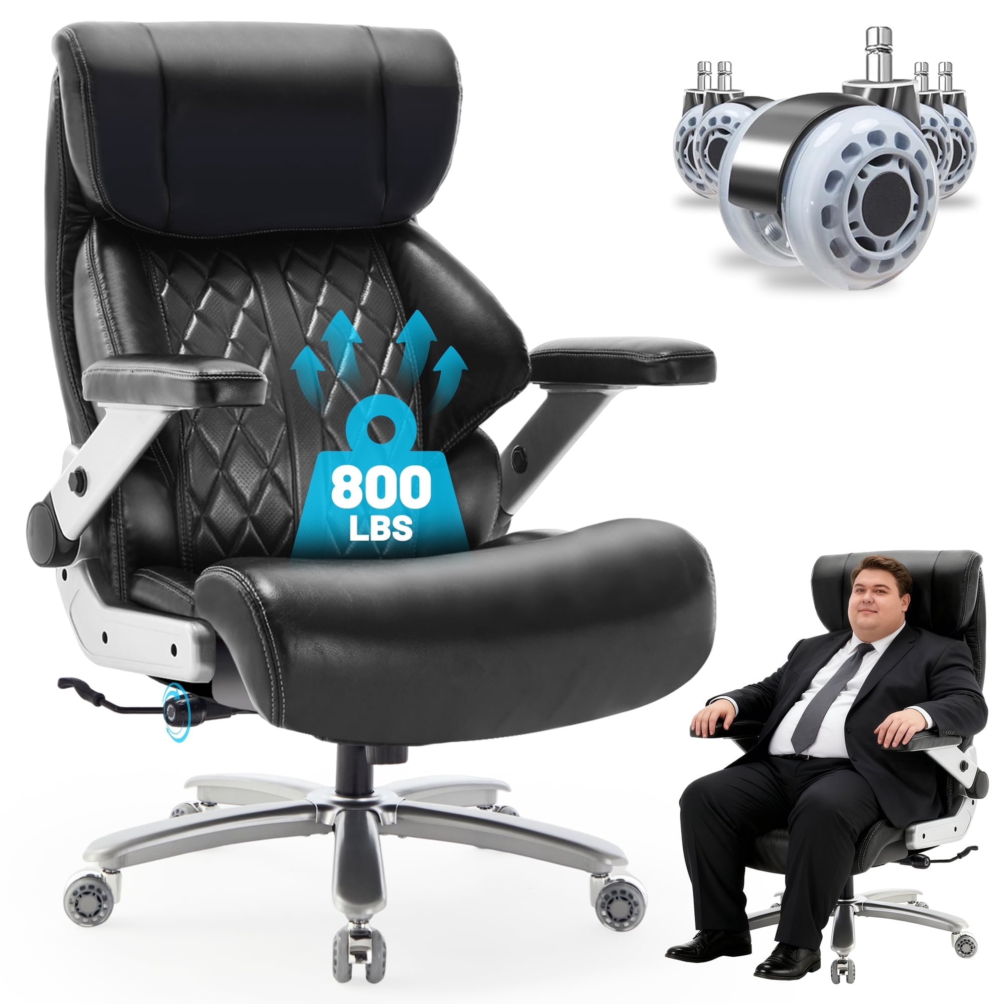 800lbs Executive Chairs with 5D Flip Arms, Heavy Duty Office Chair with ...