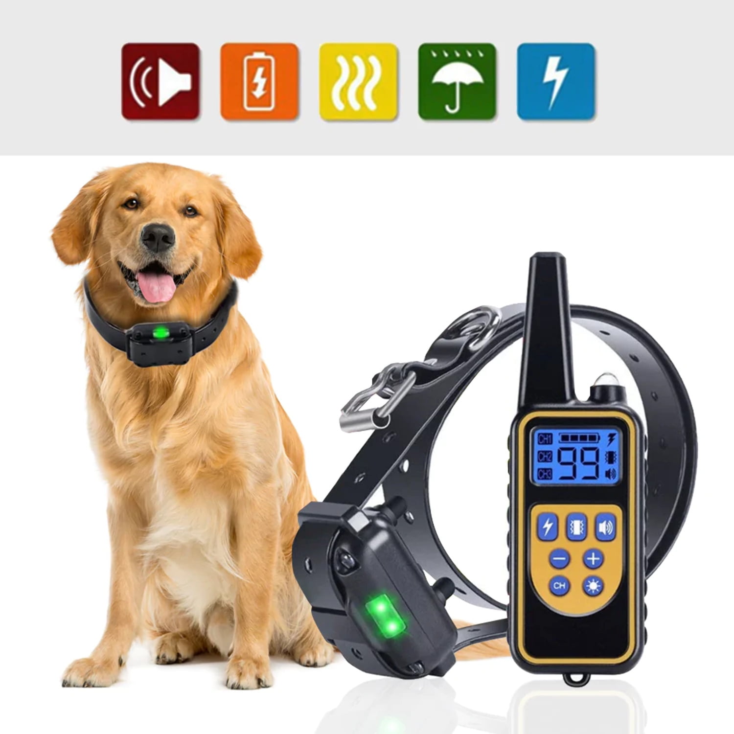 800m Electric Dog Training Collar Pet Remote Control Rechargeable with ...