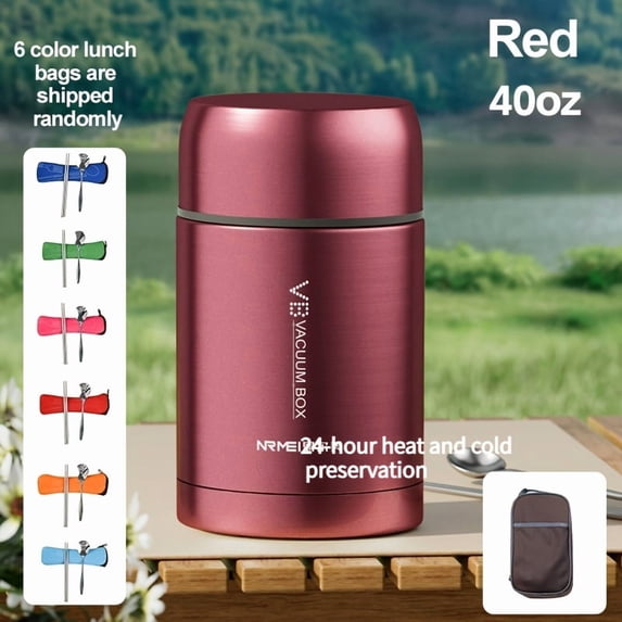 800ml/27oz Stainless Steel Vacuum Insulated Lunch Box with Bag & Spoon ...