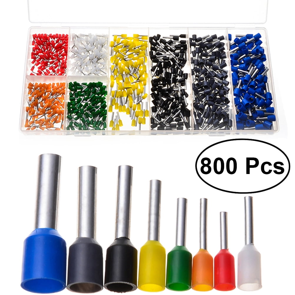 800pcs Assortment Ferrule Wire Copper Crimp Connector Insulated Cord