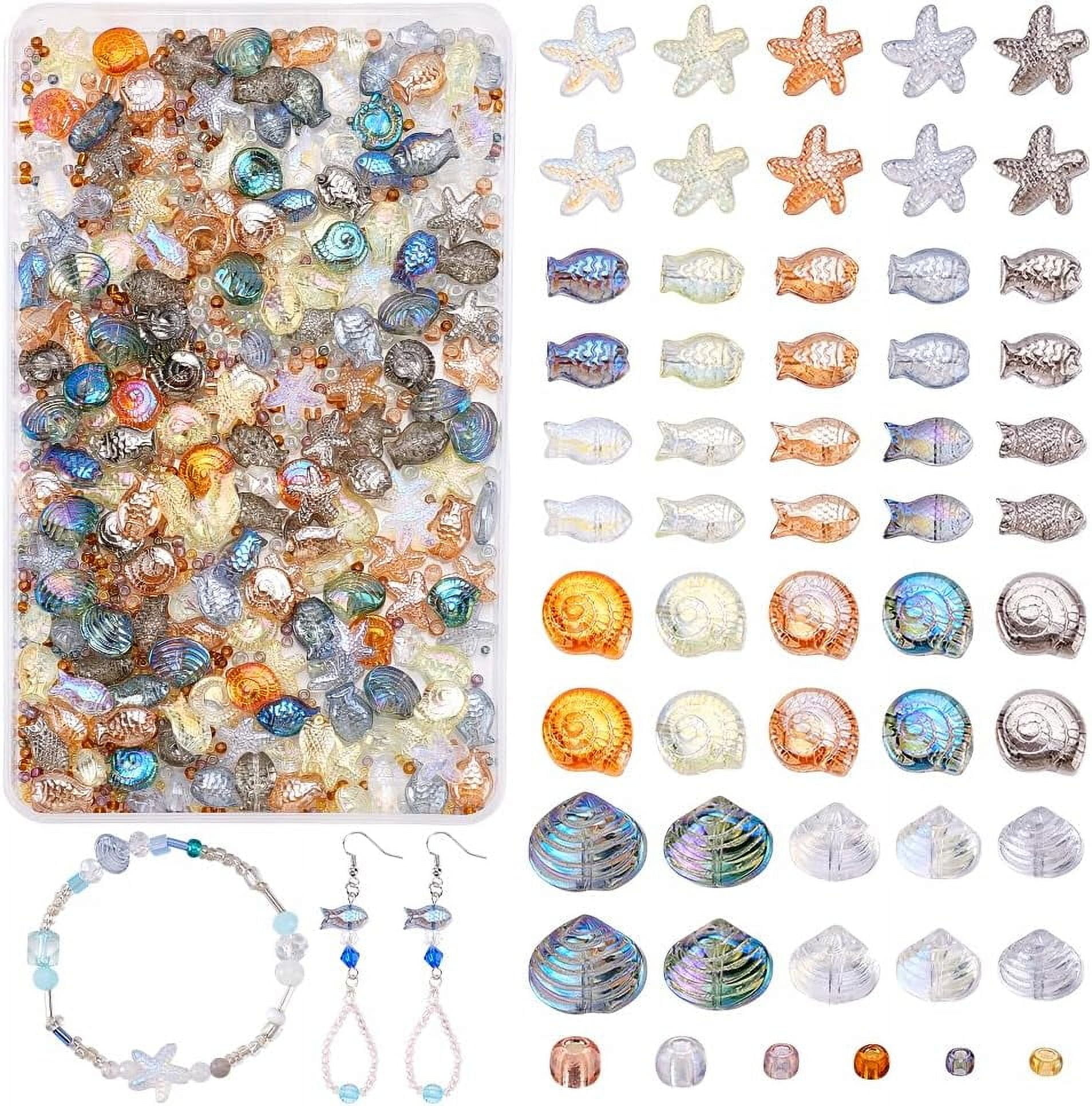 800pcs Glass Fish Beads Ocean Charms Glass Shell Beads Starfish Beads ...