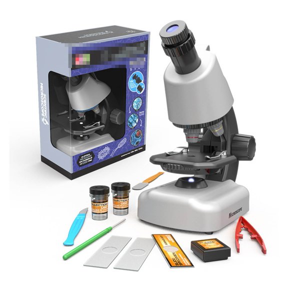 AmScope-Kids 120X-1200X STEM Educational LED Microscope Kit with Slides ...