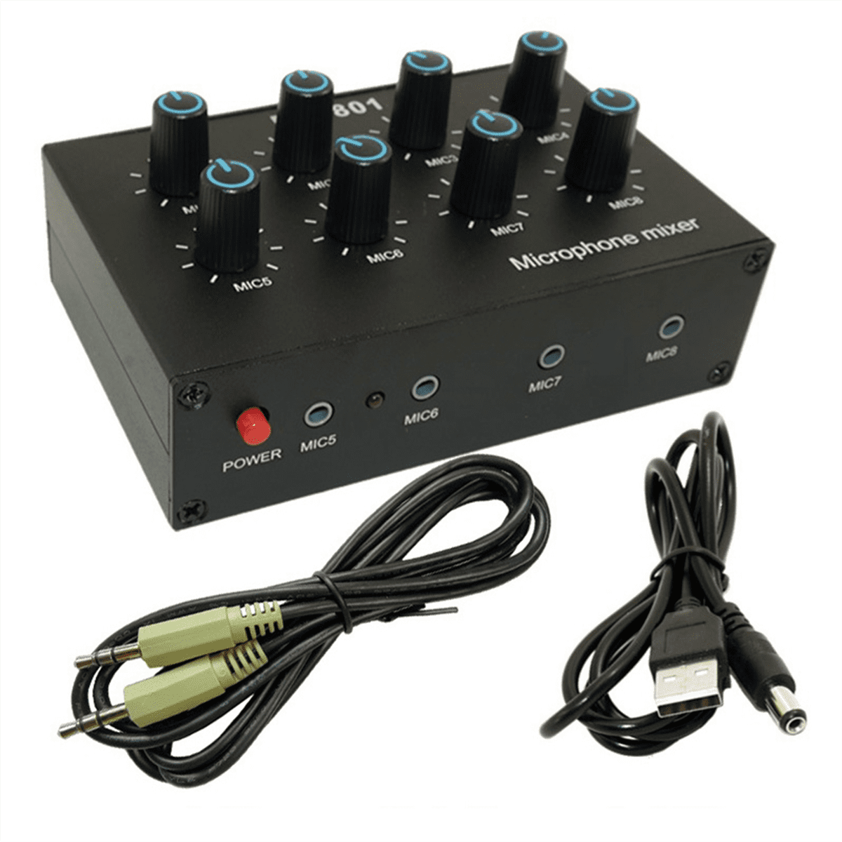 -801 Condenser Microphone Expander 8 Channel 3.5mm Mixer Multi-Channel Input Hub - Walmart.com