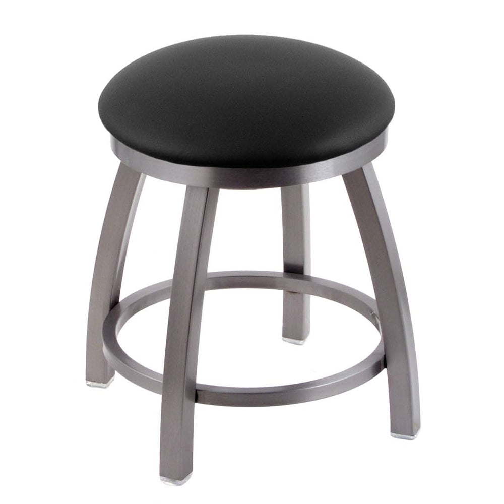 802 Misha 18" Vanity Stool with Stainless Finish, Black Vinyl Seat, and ...