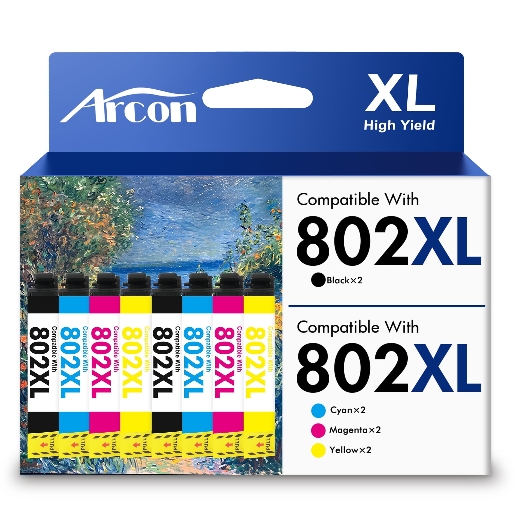 802 XL Ink Cartridges 8 Pack Compatible for Epson 802XL 802 Printer Ink ...