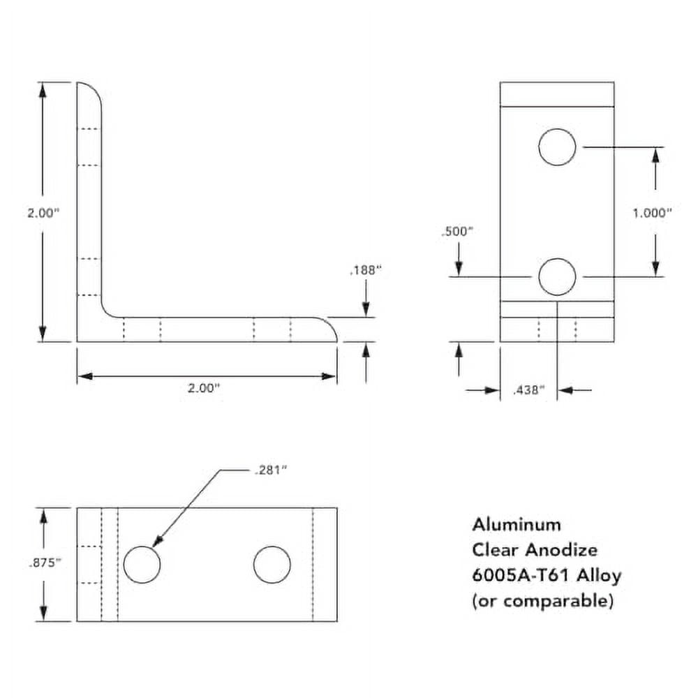 8020, 4115, 10 Series Aluminum 4 Hole Tall Inside Corner Bracket 90 ...