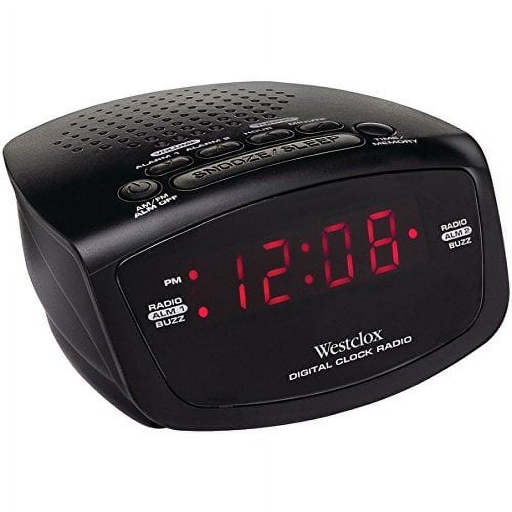 80209- Westclox Dual Alarm AM/FM Clock Radio with 0.6" Red LED Display ...