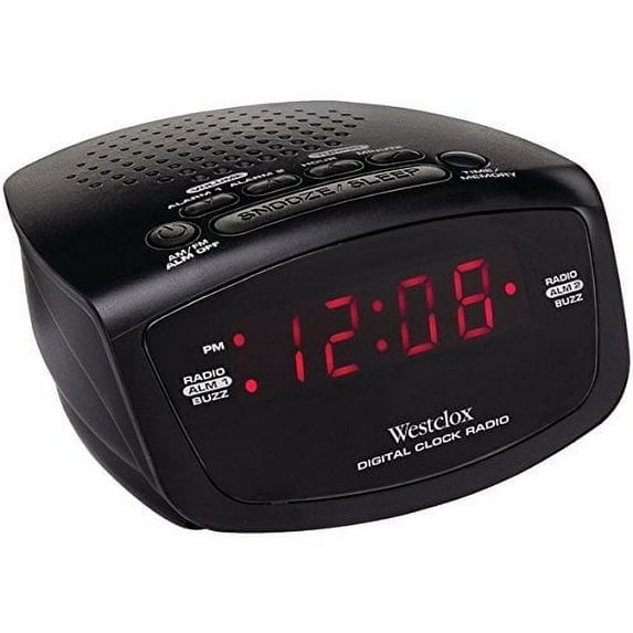 80209- Westclox Dual Alarm AM/FM Clock Radio with 0.6" Red LED Display ...