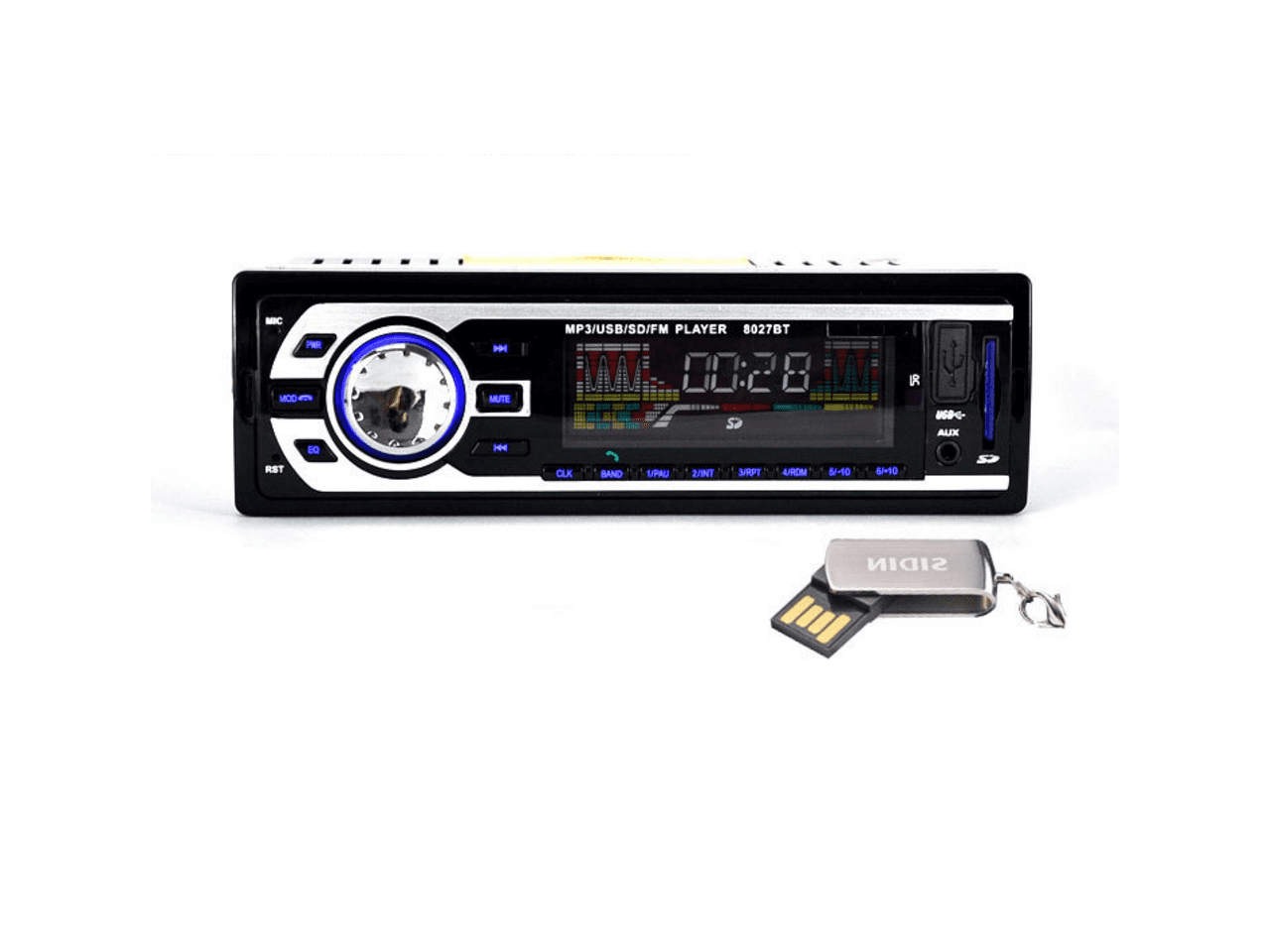 8027BT Bluetooth HD Car Audio MP3 Player Card Machine with Radio USB/SD/MMC Card Reader 12V ...