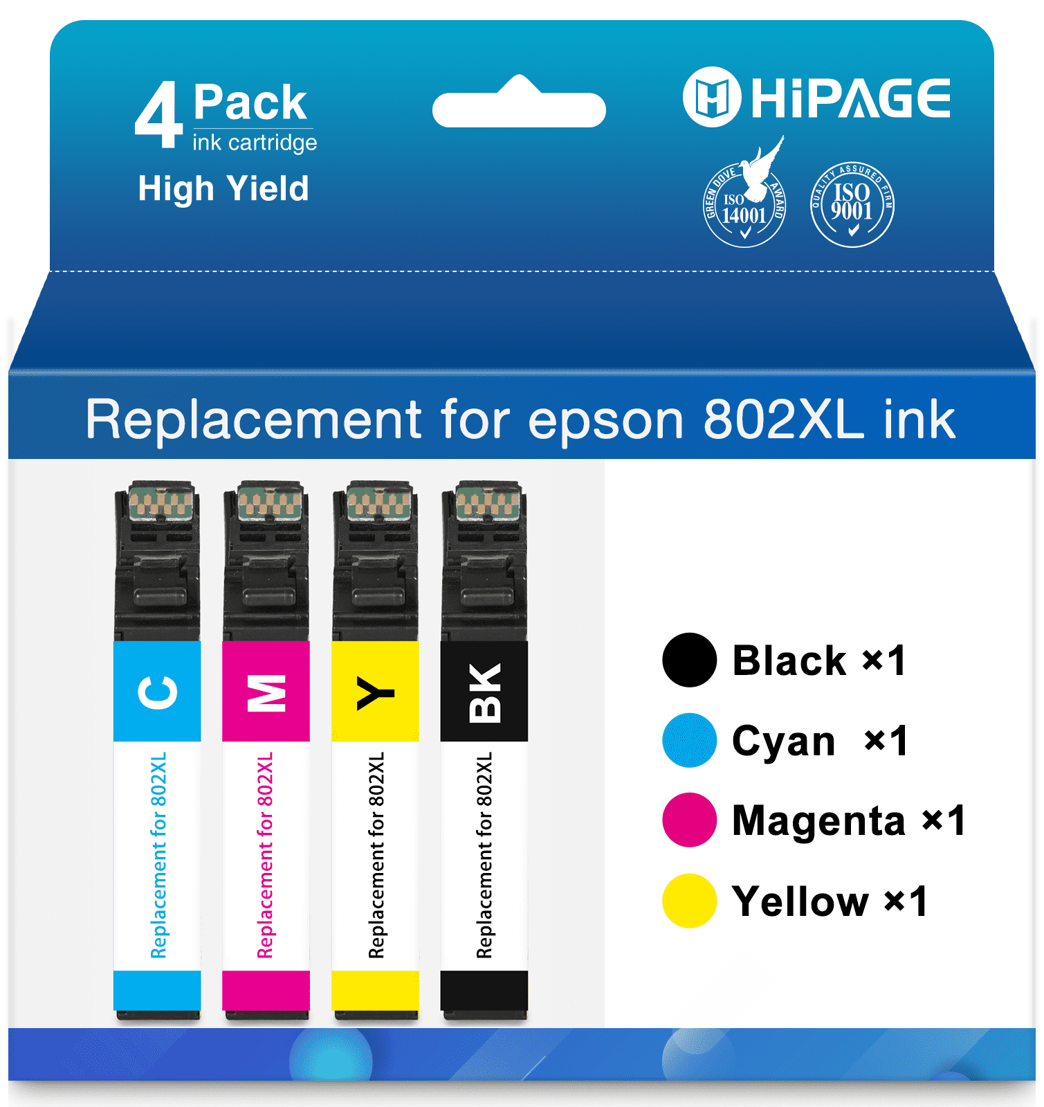 HIPAGE Ink Cartridge Replacement for Epson 802 Ink Cartridge Combo Pack ...