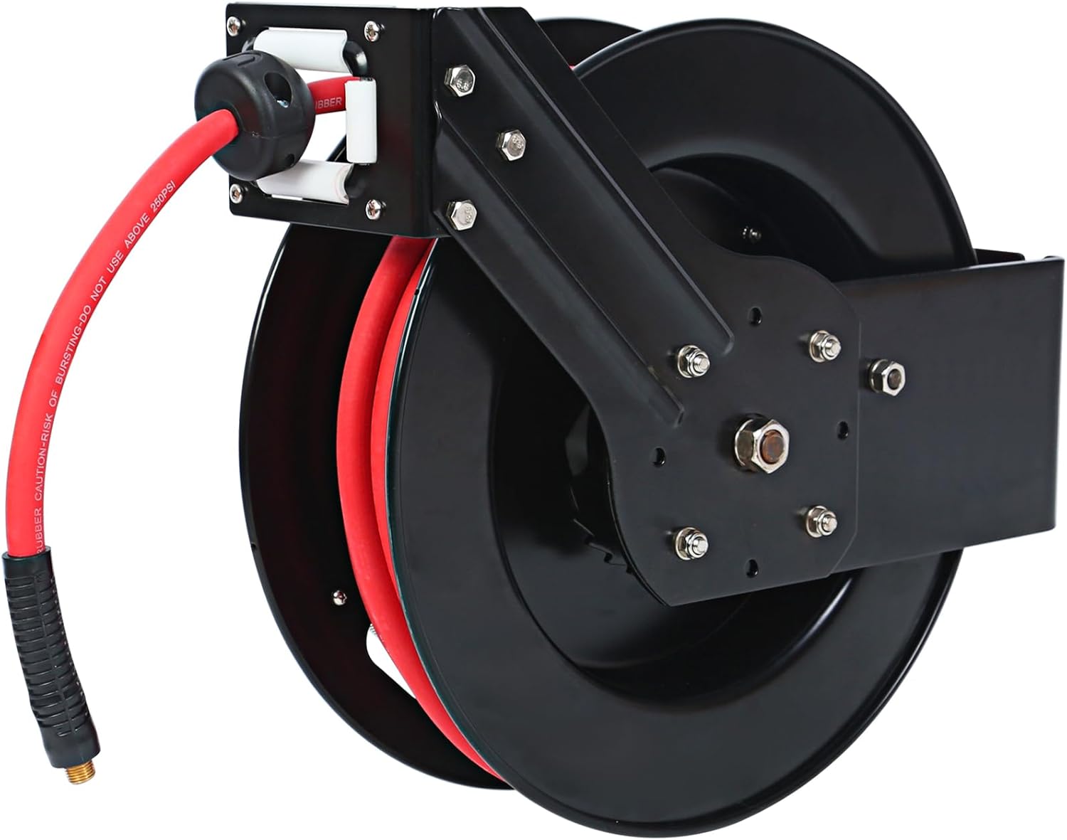 80720 50ft Auto Rewind Retractable Reel with 3/8" x 50' Air Hose with ...