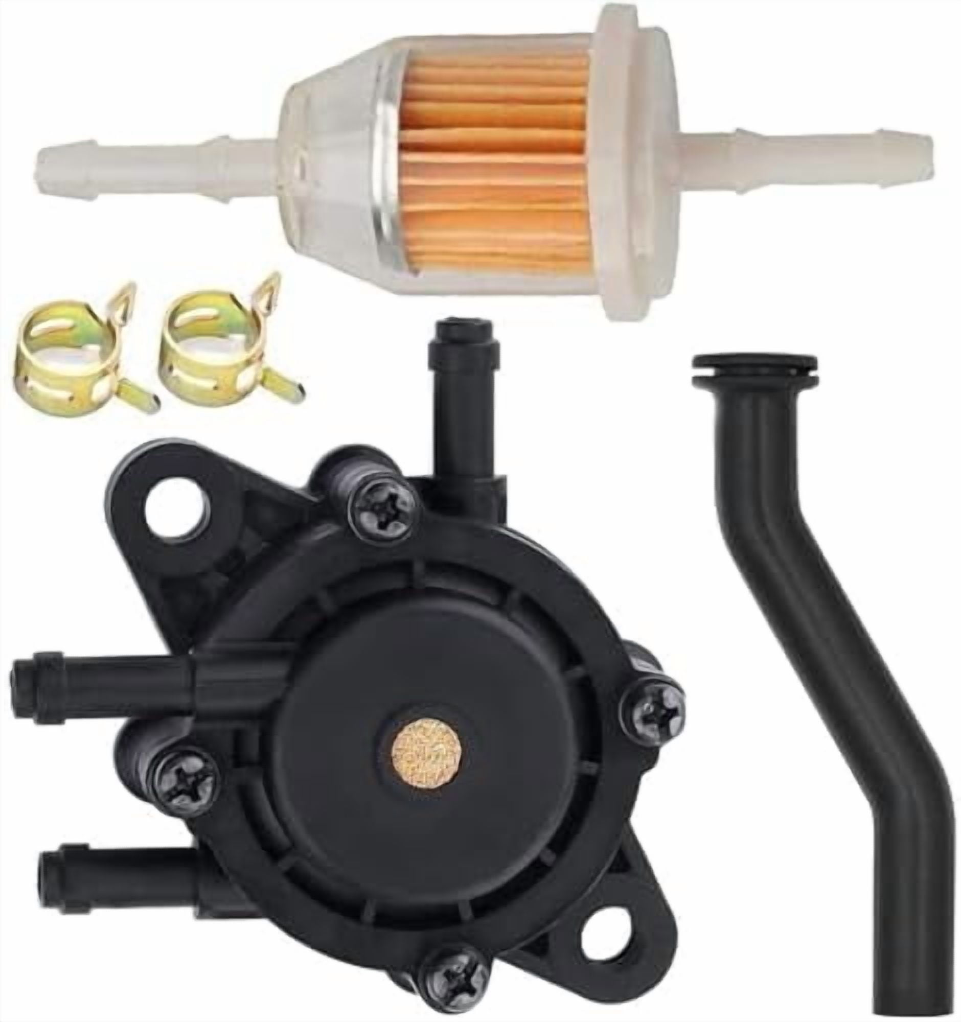 808656 491922 Fuel Pump for B&S Lawn Mower Tractor Gas Fuel Pump & 596163 Vacuum Hose with ...