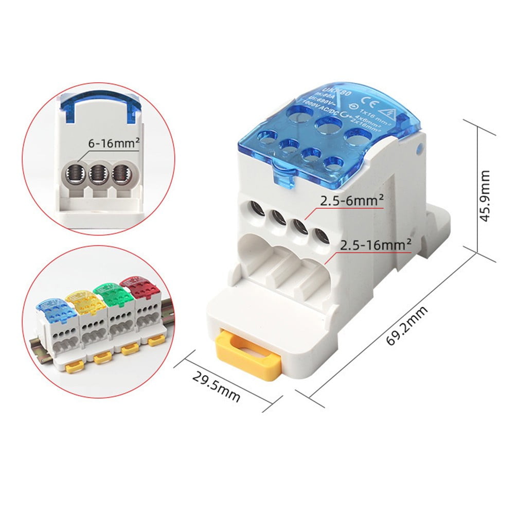 80A ~500A Power Junction Box Distribution Terminal Block Connector Din ...