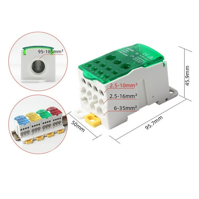 80A~500A Power Junction Box Distribution Terminal Block Connector DIN ...