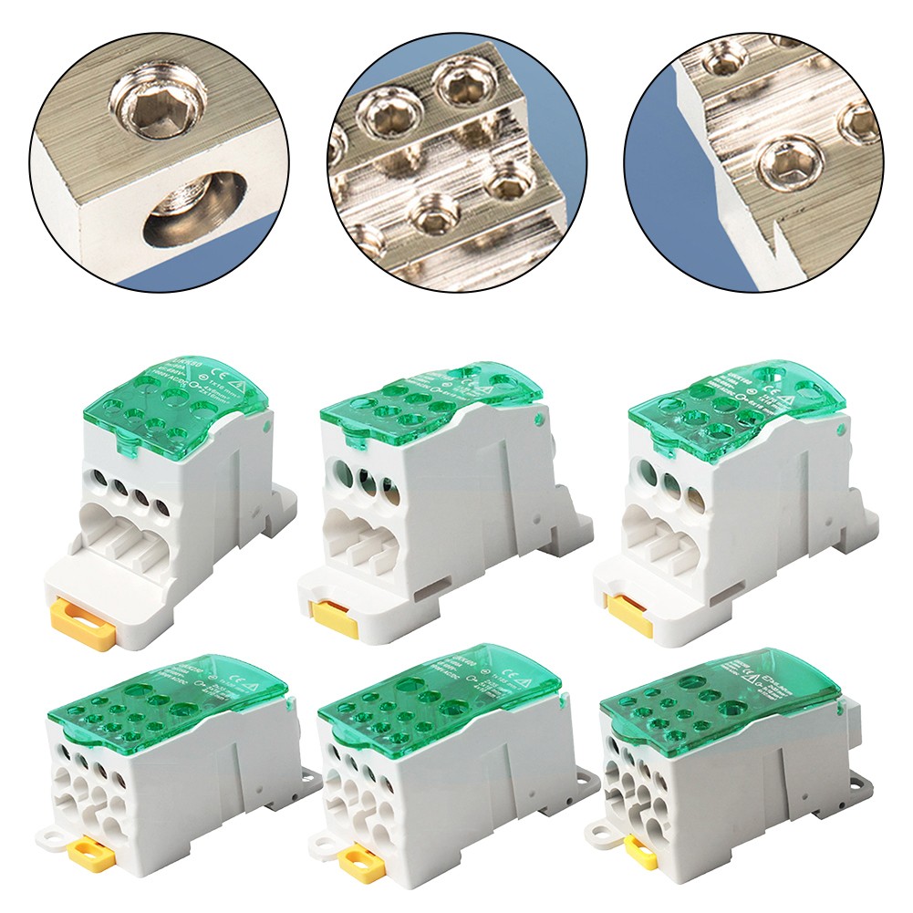 80A~500A Power Junction Box Distribution Terminal Block Connector DIN Rail green - Walmart.com