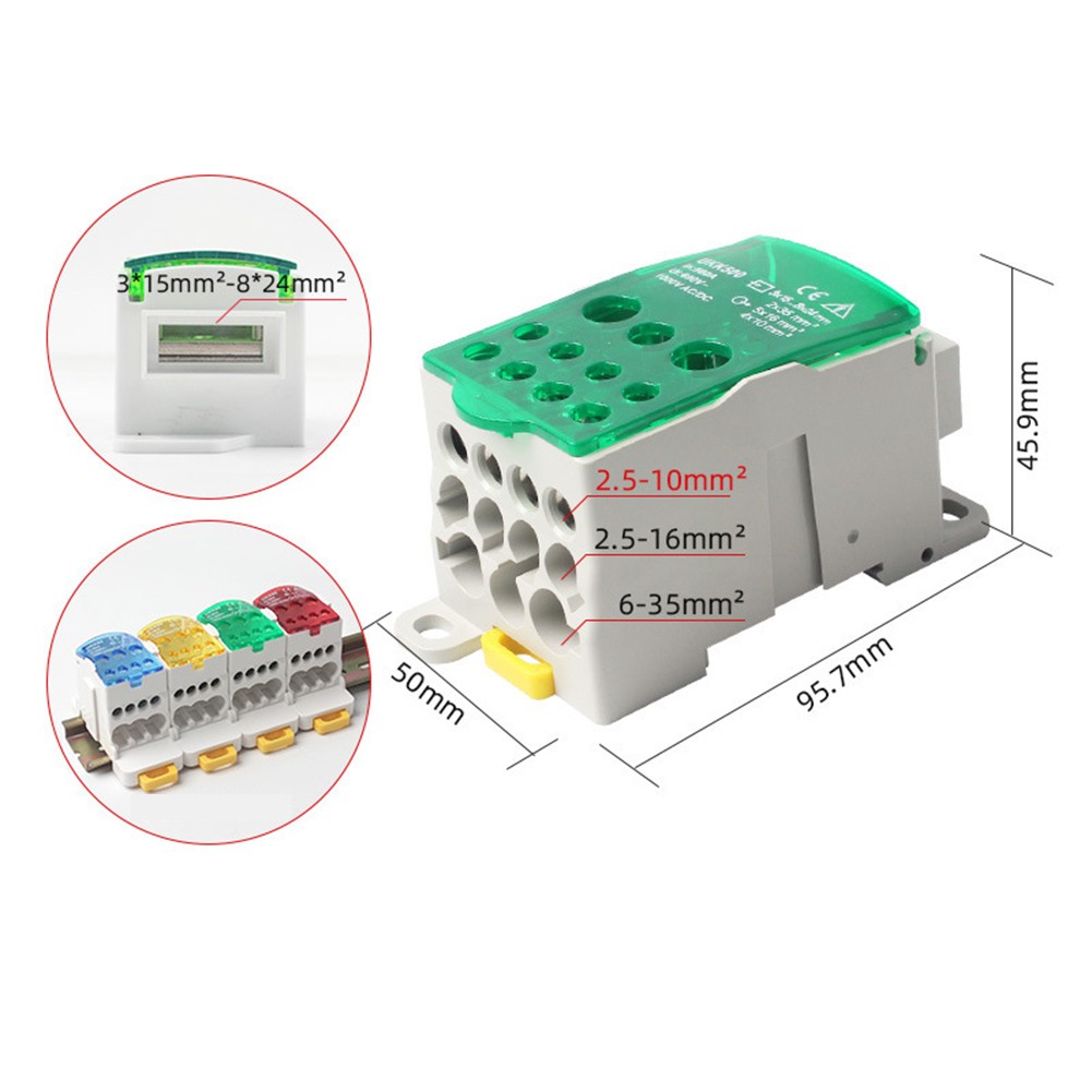80A~500A Power Junction Box Distribution Terminal Block Connector DIN ...