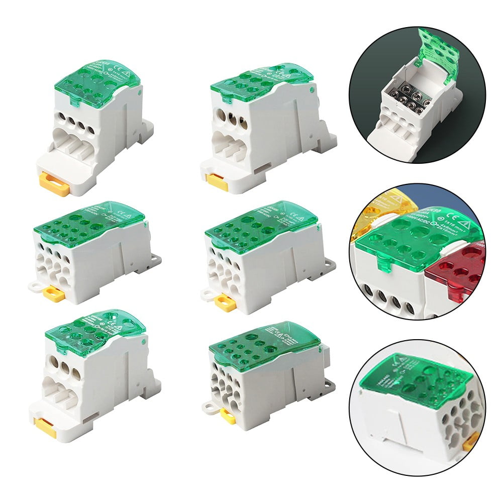 80A~500A Power Junction Box Distribution Terminal Block Connector DIN Rail green - Walmart.com
