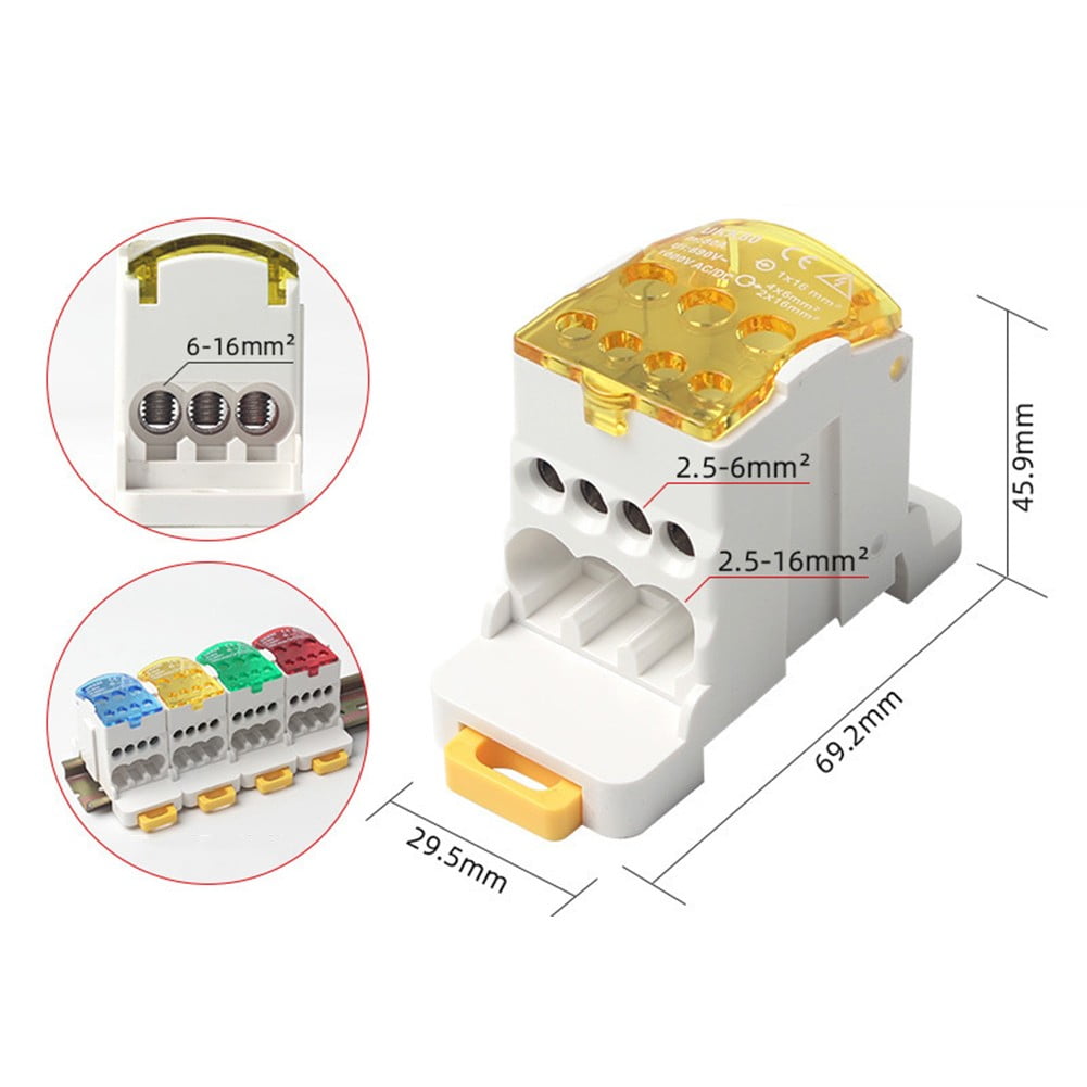 80A ~ 500A Power Junction Box Distribution Terminal Block Connector DIN ...