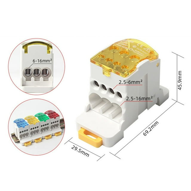 80A ~ 500A Power Junction Box Distribution Terminal Block Connector DIN Rail - Walmart.com