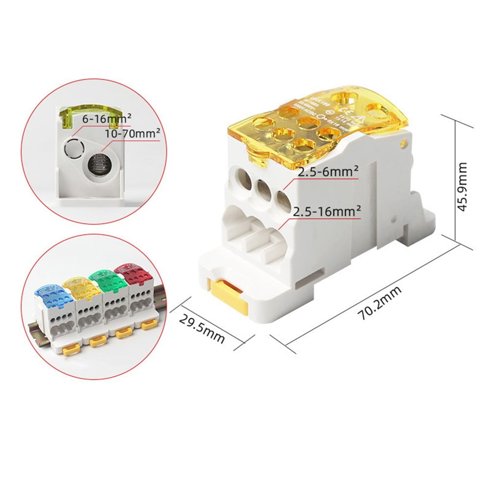80A ~ 500A Power Junction Box Distribution Terminal Block Connector DIN ...
