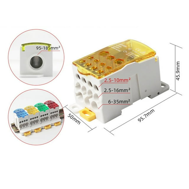 80A ~ 500A Power Junction Box Distribution Terminal Block Connector DIN Rail - Walmart.com