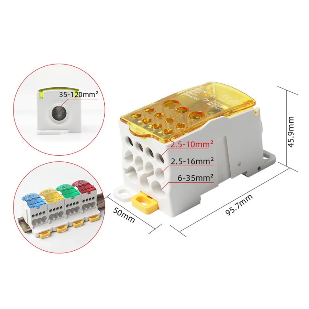 80A ~ 500A Power Junction Box Distribution Terminal Block Connector Din Rail 250A - Walmart.com