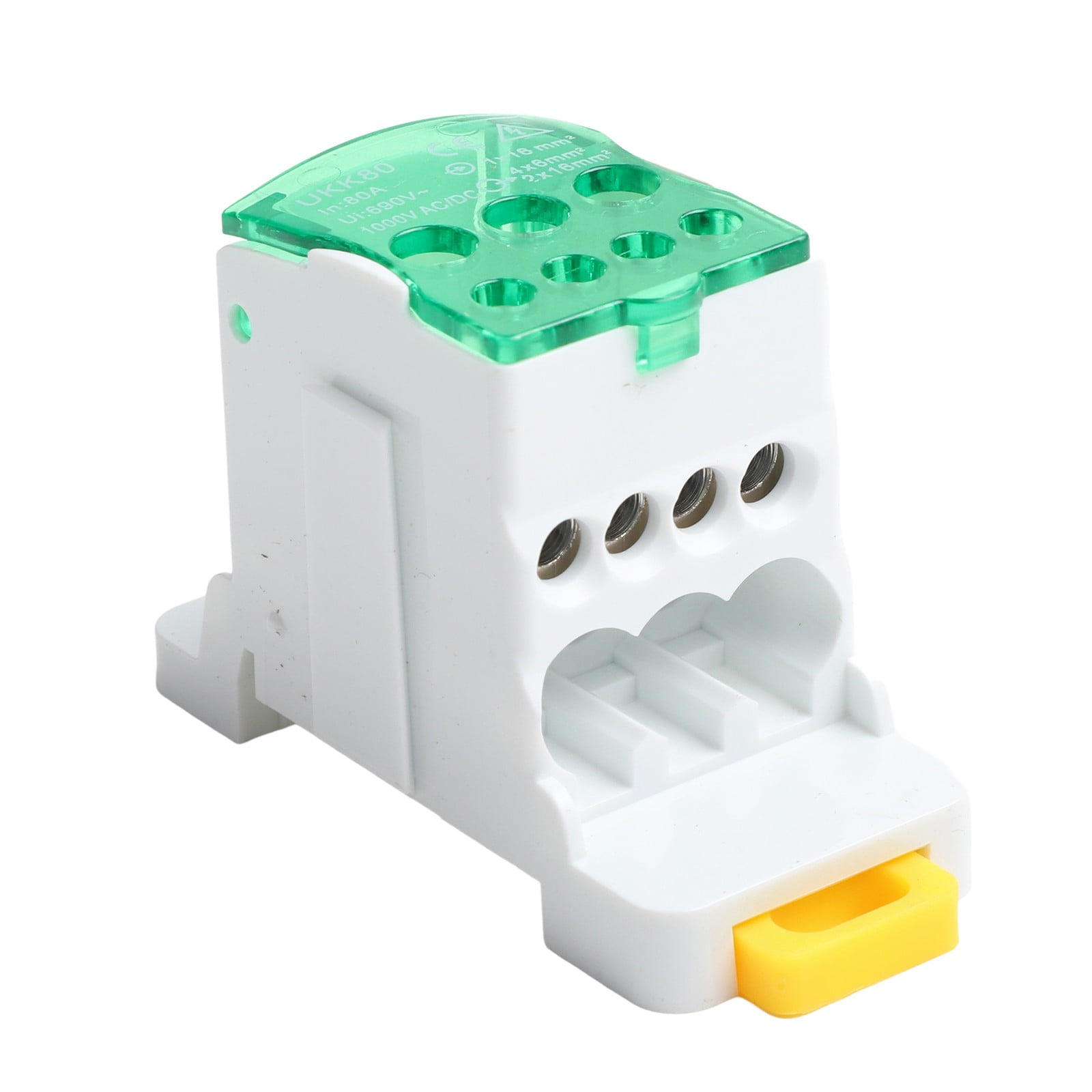 80A~500A Power Junction Box Distribution Terminal Block Connector Din Rail Green 80A - Walmart.com