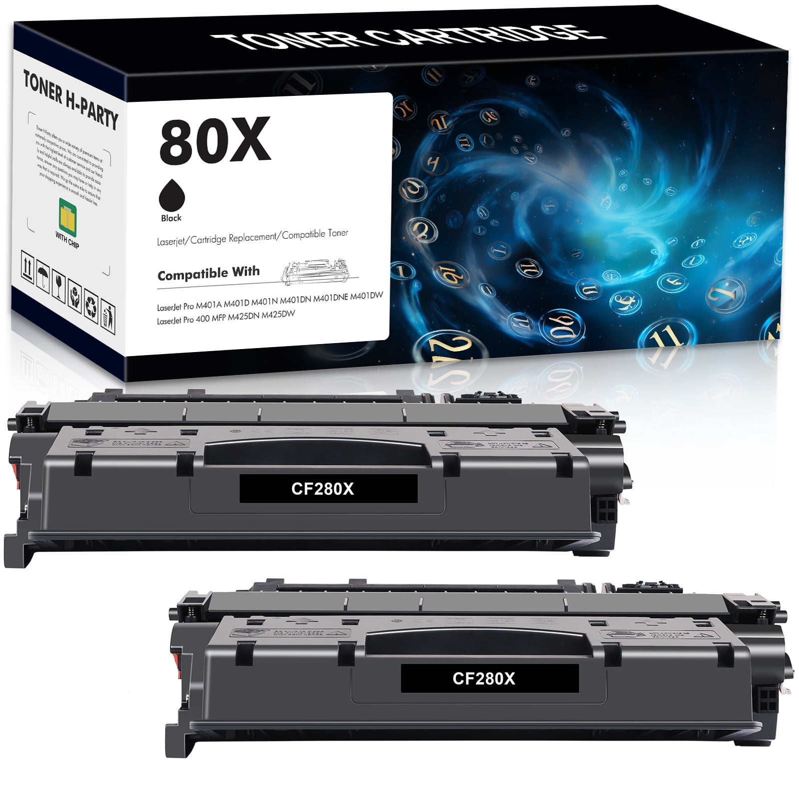 80A 80X Toner Cartridge Compatible for 𝗛𝗣 𝟴𝟬𝗫 80A CF280A CF280X Pro 400 ...