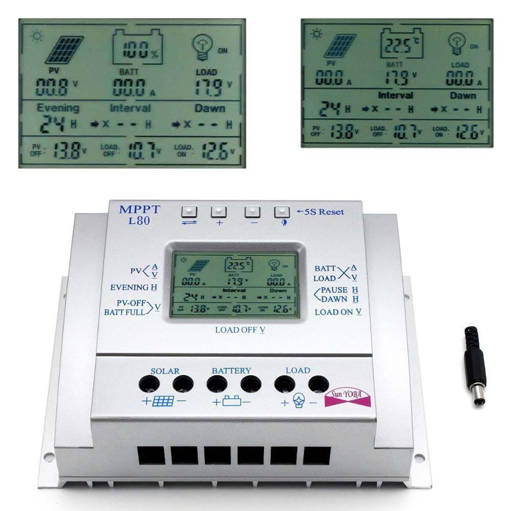 80A AMP MPPT Solar Panel Regulator Charge Controller 12V/24V 2000W/1000W LCD H3 - Walmart.com