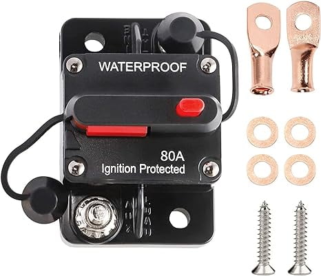 80A Amp Circuit Breaker Fuse W/6 Gauge Battery Ring Terminal Connector ...