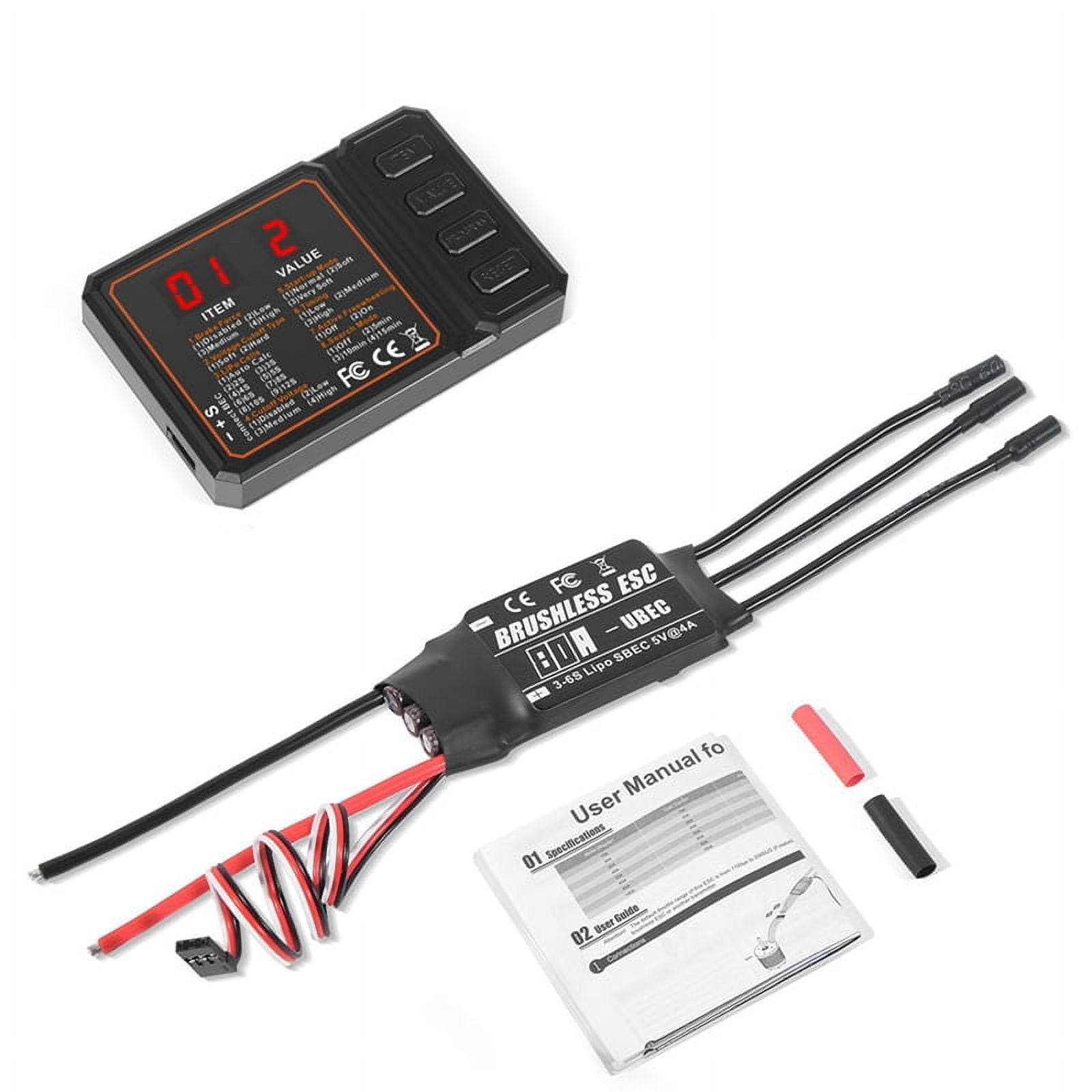 80A Brushless ESC 2-3S Lipo Support BEC Output with Programming Card ...