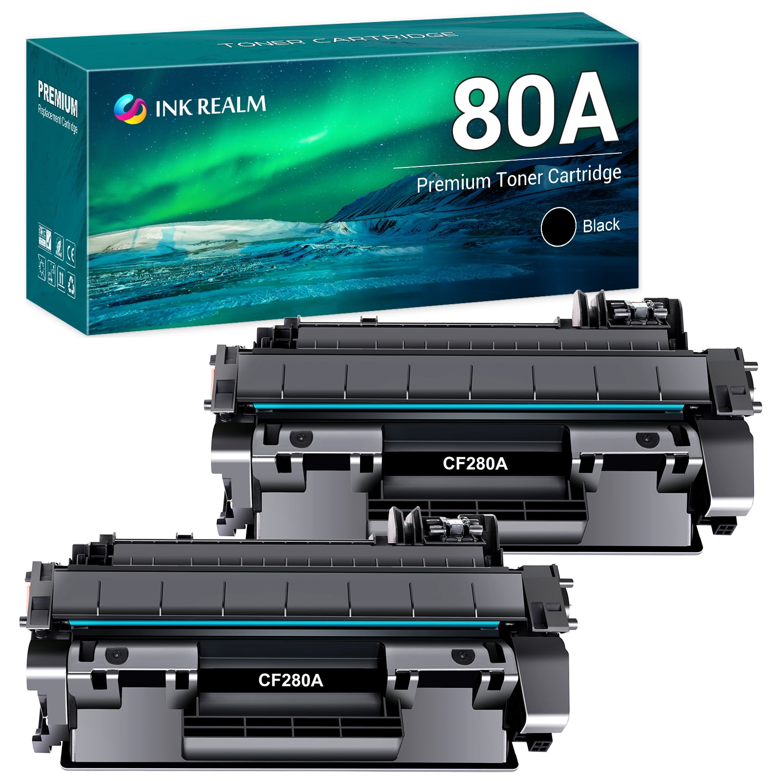 2-Pack Compatible Toner Cartridge for HP 80A CF280A, Black, for ...