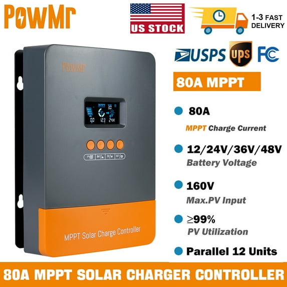 80A MPPT Solar Charge Controller 12V 24V 36V 48V Battery 160VDC Parallel 12 Unit - Walmart.com
