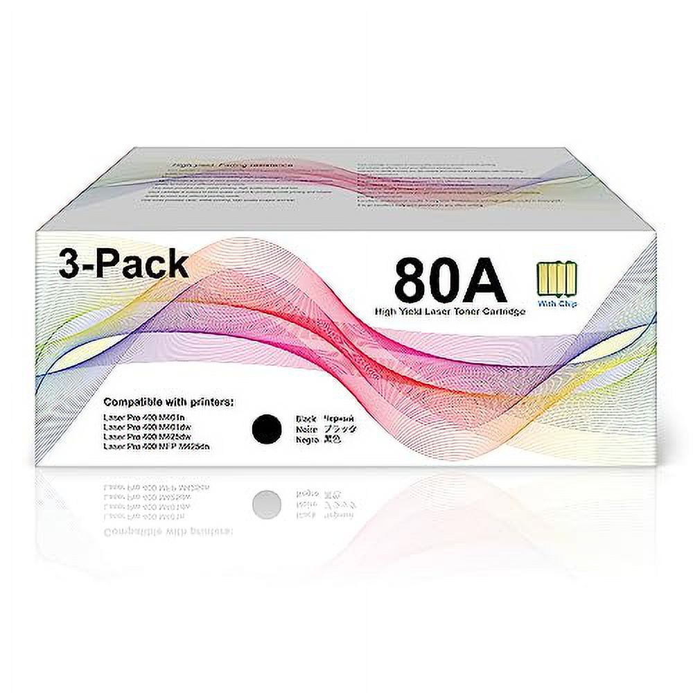 80A Toner Cartridge Black 3 Pack, Compatible 80A CF280A Black Toner ...