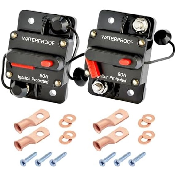 80Amp Circuit Breaker DC 12V-48V for Marine Boat Trolling Automotive RV ...